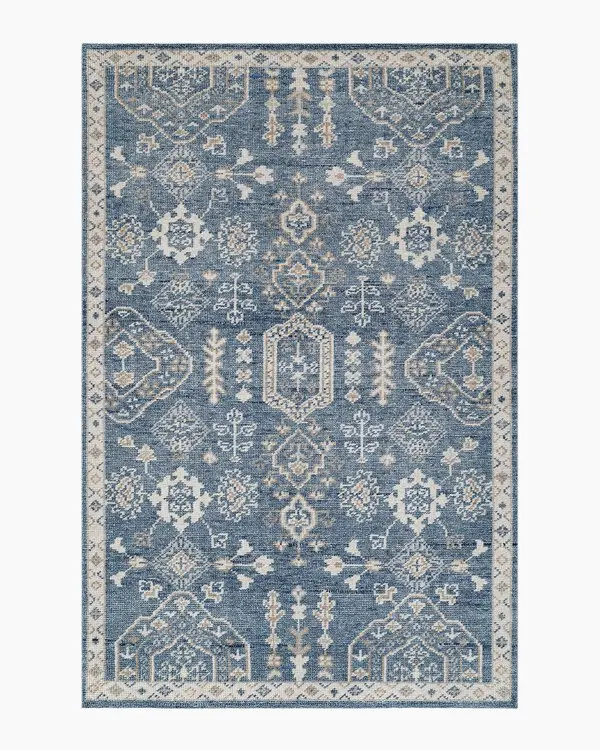 Quince Fara Hand-knotted Wool Rug - Blue