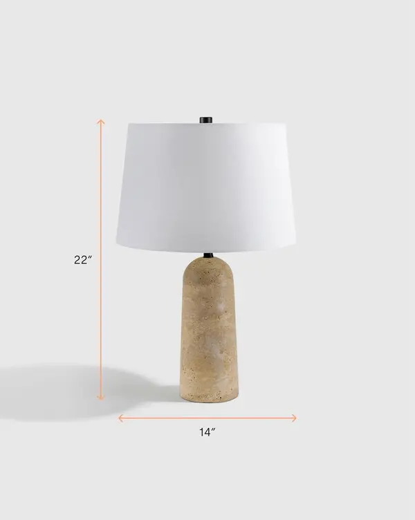 Quince Travertine Table Lamp With Drum Shade