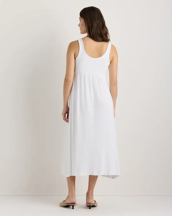Quince Bamboo Rib Maternity Button Front Jumpsuit - Classic White