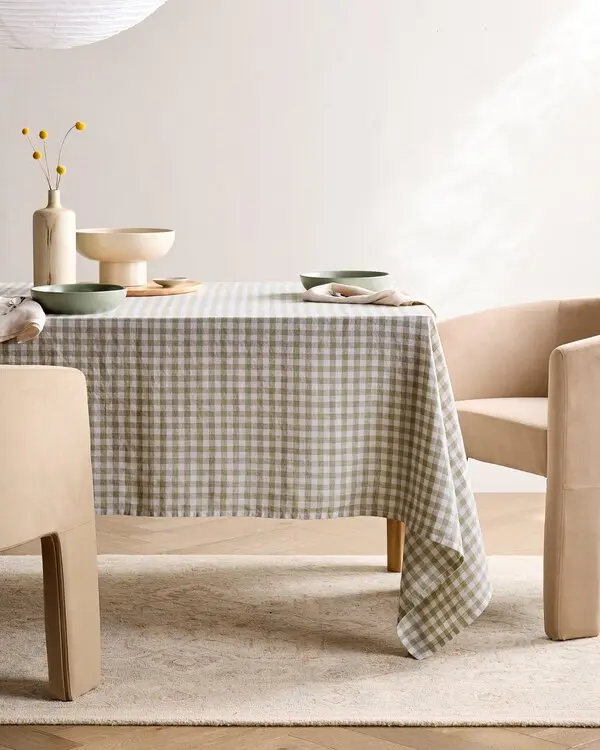 Quince European Linen Gingham Tablecloth - Willowleaf