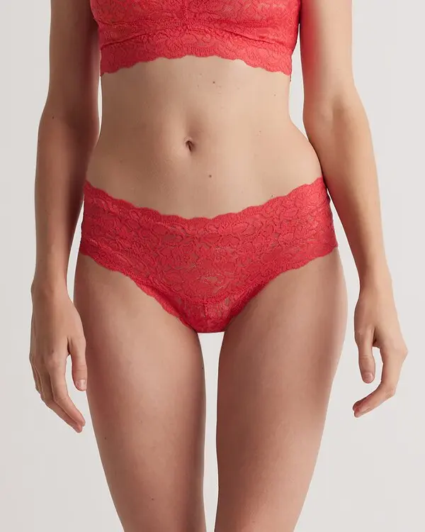 Quince Stretch Lace Cheeky Brief - Clay/pale Pink/ruby