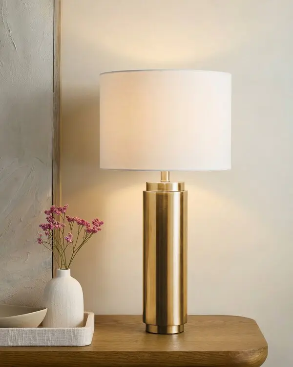 Quince Cylindrical Iron Table Lamp - Brass