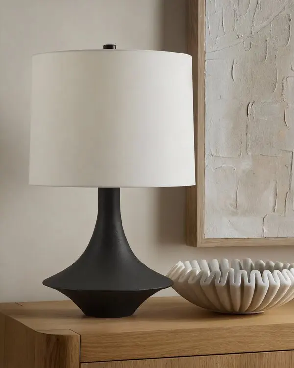 Quince Sculptural Resin Table Lamp - Black