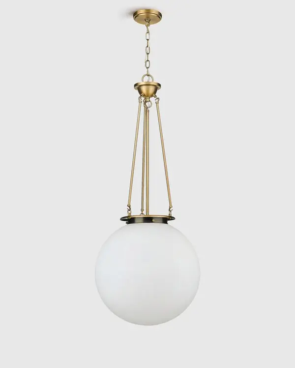 Quince Antiqued Steel And Glass Globe Pendant Light - Brass