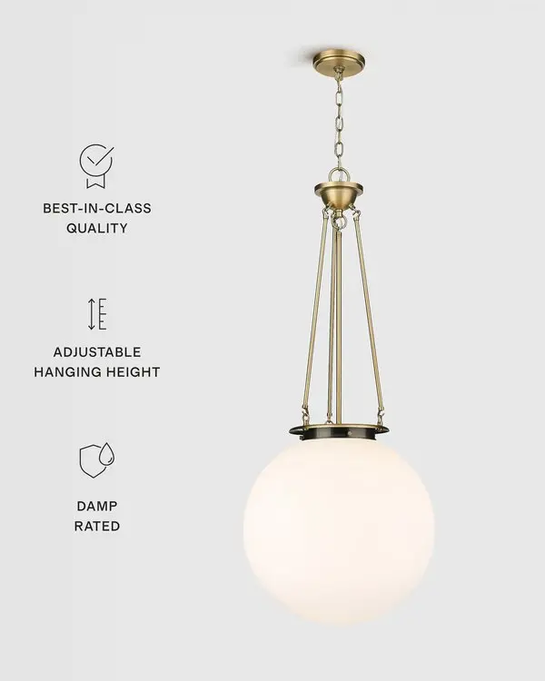 Quince Antiqued Steel And Glass Globe Pendant Light
