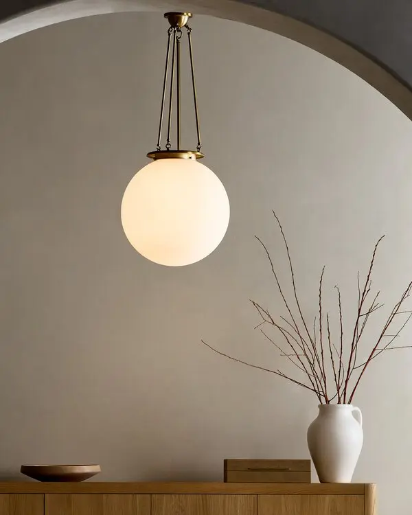 Quince Antiqued Steel And Glass Globe Pendant Light
