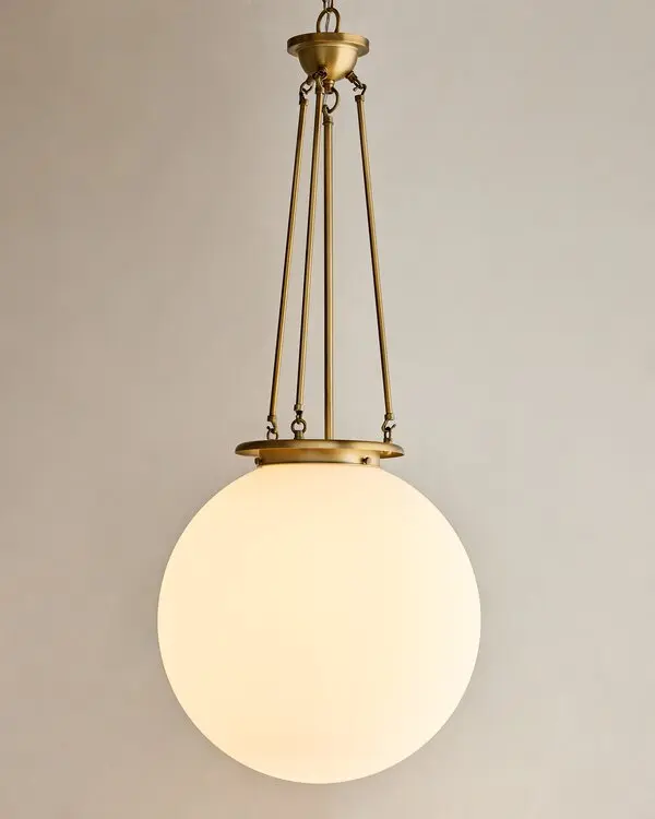 Quince Antiqued Steel And Glass Globe Pendant Light