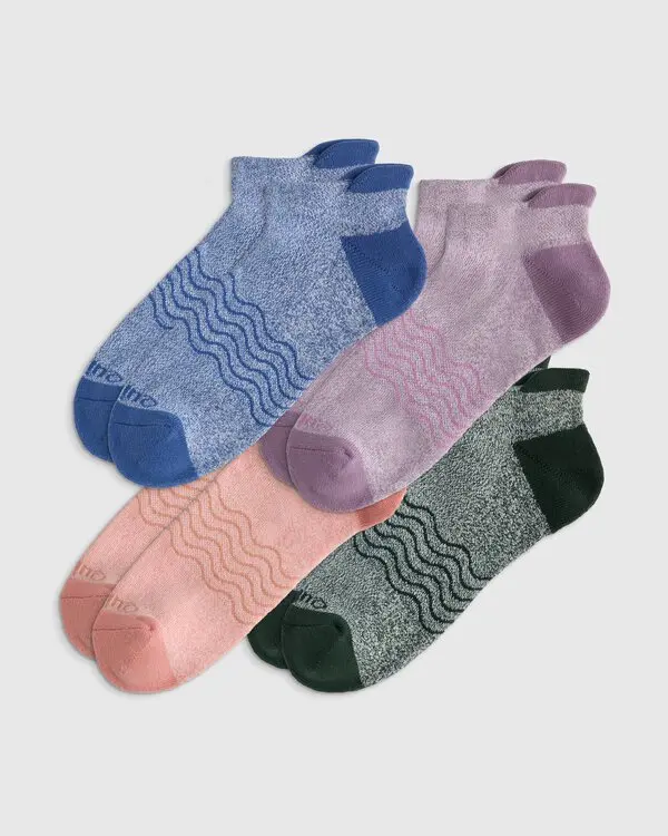 Quince Everyday Cotton Ankle Socks 4-pack - Pink/blue/purple Mix