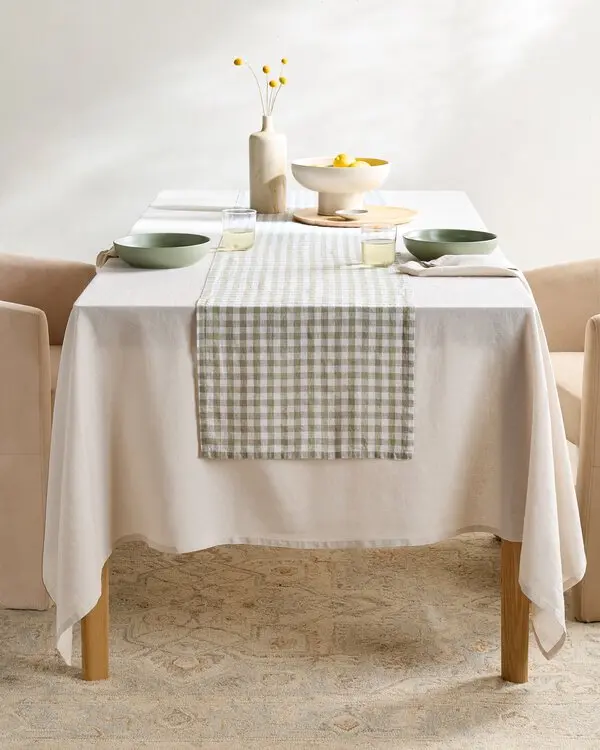 Quince European Linen Gingham Table Runner - Willowleaf