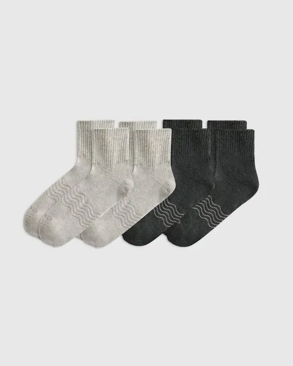 Quince Everyday Cotton Quarter Socks 4-pack - Grey/charcoal