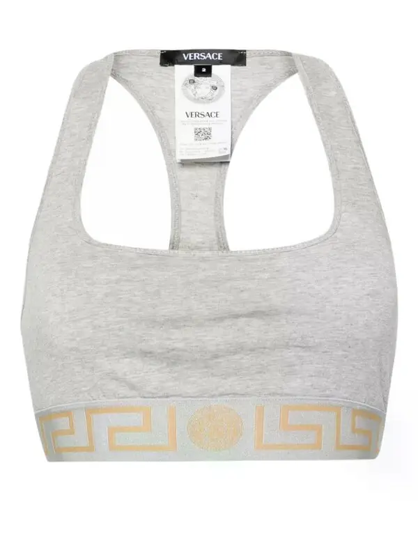 Versace Greca-underband Racerback Bralette - Grey