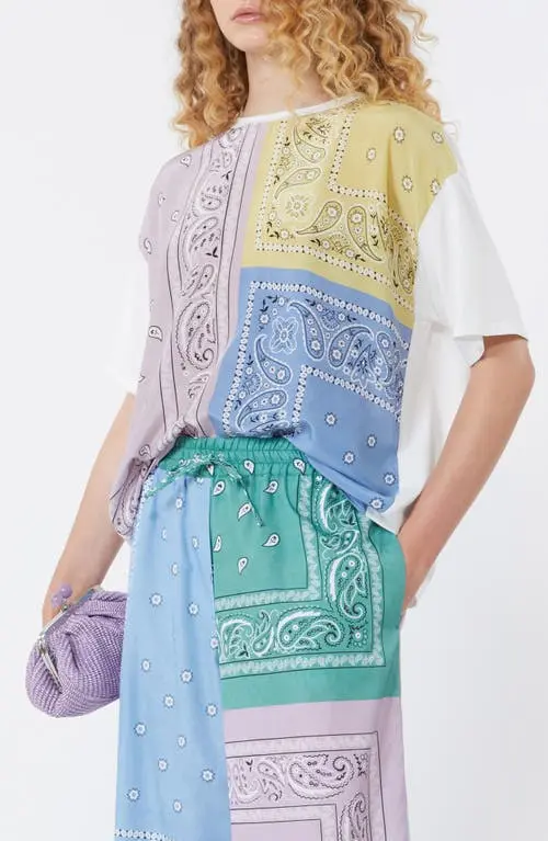 Max Mara Bandana Print Stretch Cotton & Silk Top