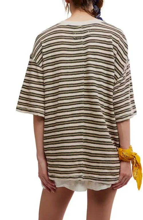 Free People Allover Stripe Cotton T-shirt - Tea Combo