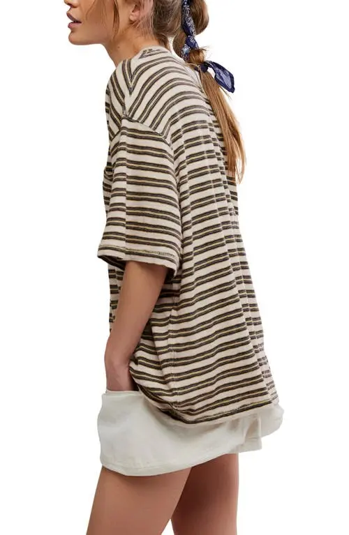 Free People Allover Stripe Cotton T-shirt - Tea Combo
