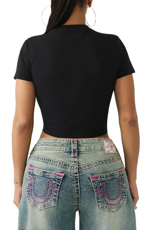 True Religion Crystal Snake Embellished Baby Tee - Jet Black
