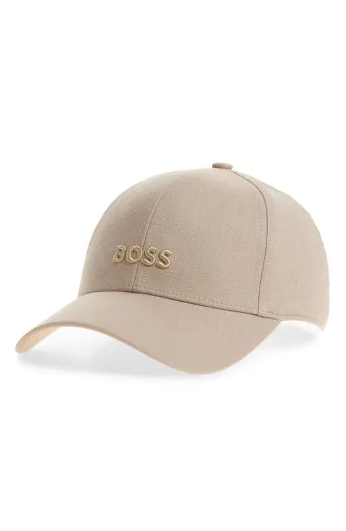 BOSS Embroidered Logo Baseball Cap - Open Beige
