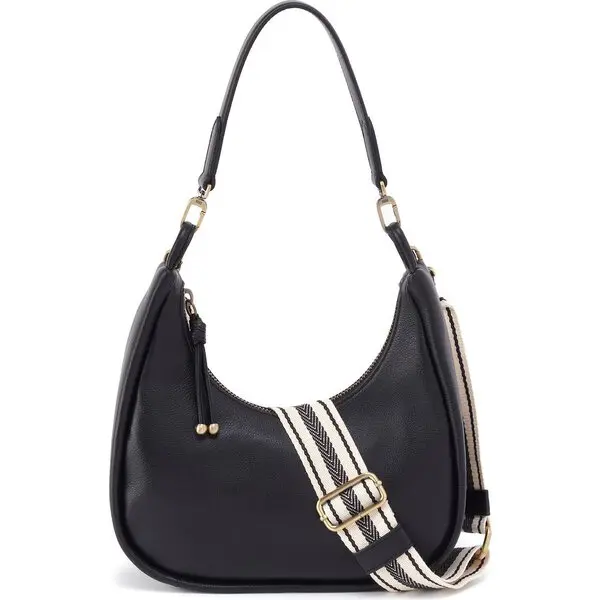 Hobo Small Cass Leather Shoulder Bag - Black