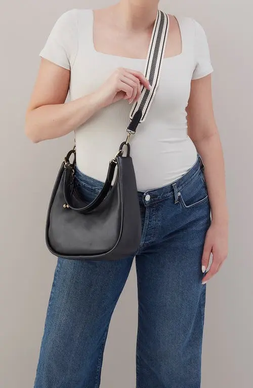 Hobo Small Cass Leather Shoulder Bag - Black