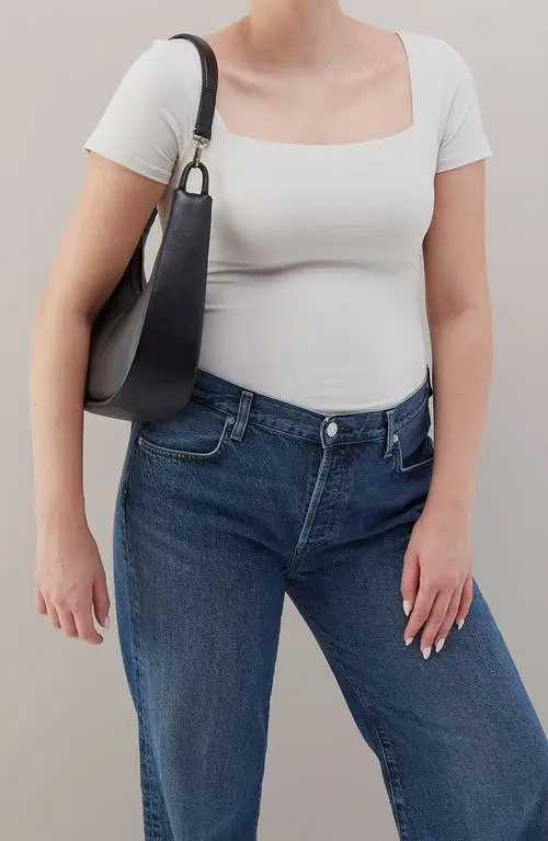 Hobo Small Cass Leather Shoulder Bag - Black