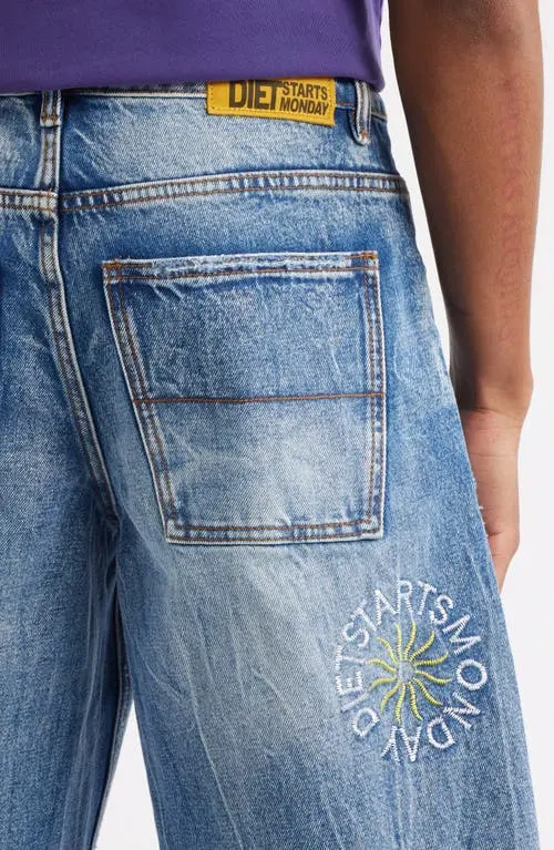 DIET STARTS MONDAY Sol Embroidered Denim Shorts
