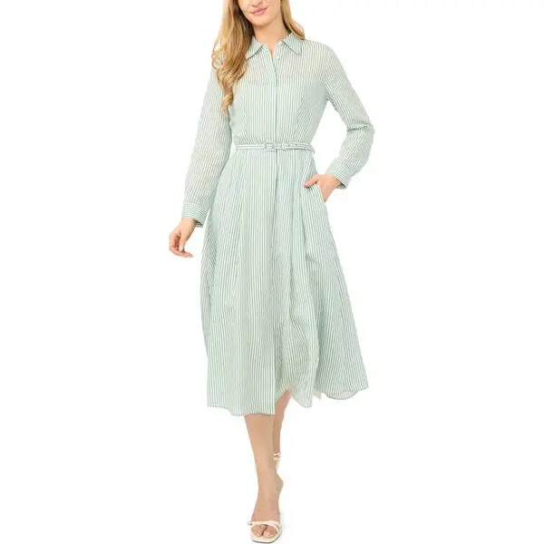 Ted Baker London Lynn Vertical Stripe Midi Shirt Dress