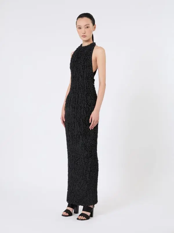 Max Mara Viscose Yarn Maxi Dress With Ruffle Details