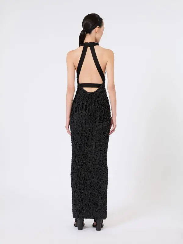 Max Mara Viscose Yarn Maxi Dress With Ruffle Details