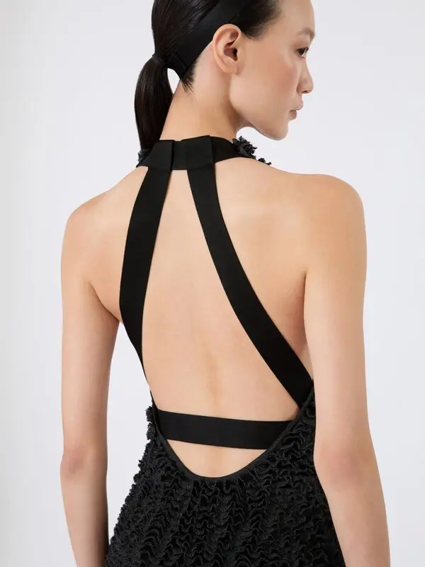 Max Mara Viscose Yarn Maxi Dress With Ruffle Details