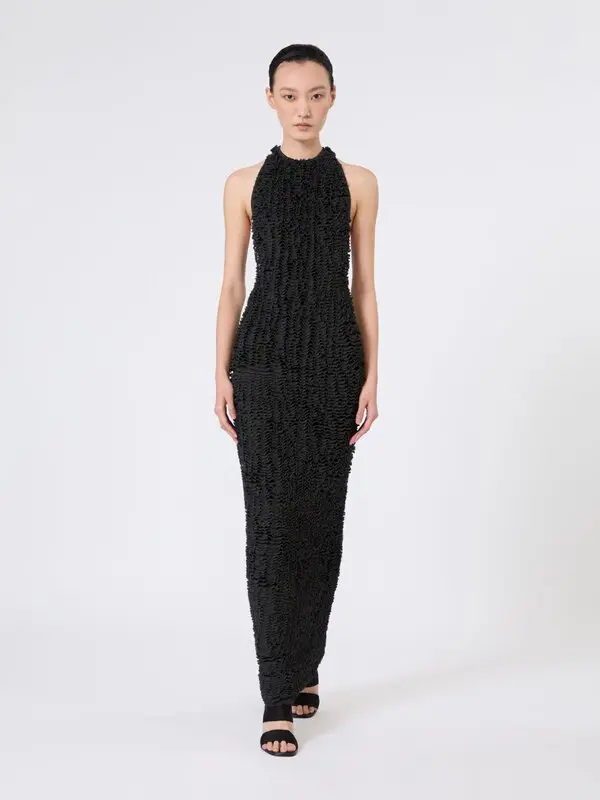 Max Mara Viscose Yarn Maxi Dress With Ruffle Details