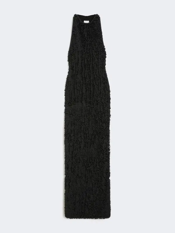 Max Mara Viscose Yarn Maxi Dress With Ruffle Details