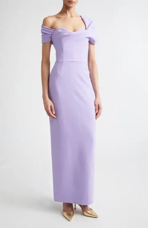 Carolina Herrera Sofia Draped Off-the-shoulder Column Gown - Violeta