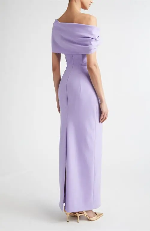 Carolina Herrera Sofia Draped Off-the-shoulder Column Gown - Violeta
