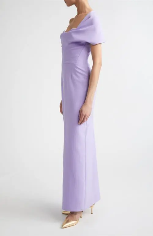 Carolina Herrera Sofia Draped Off-the-shoulder Column Gown - Violeta
