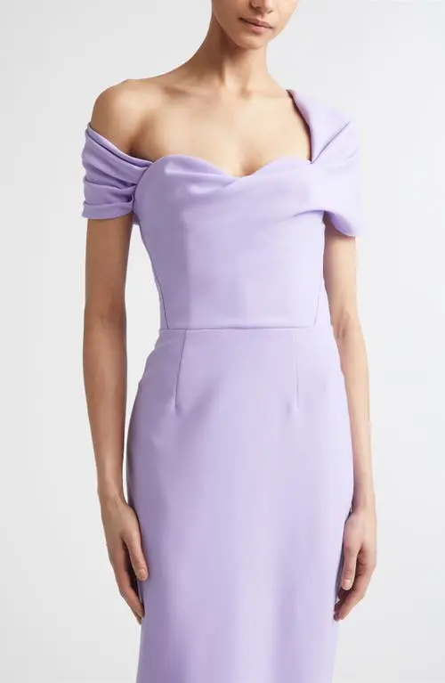 Carolina Herrera Sofia Draped Off-the-shoulder Column Gown - Violeta