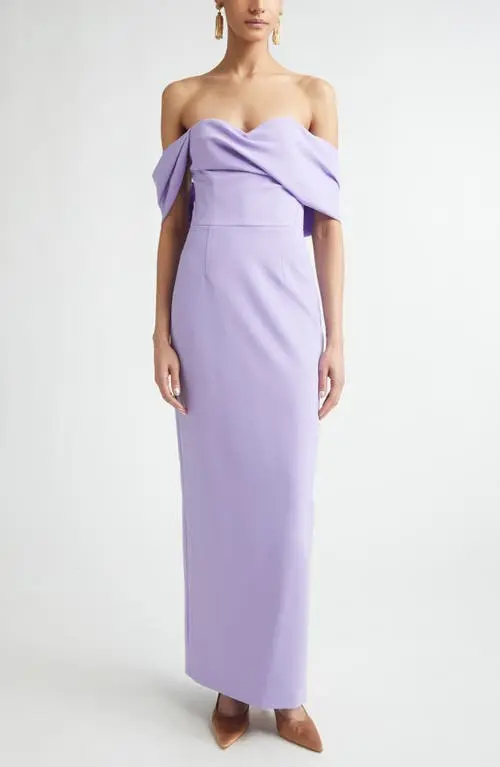 Carolina Herrera Sofia Draped Off-the-shoulder Column Gown - Violeta
