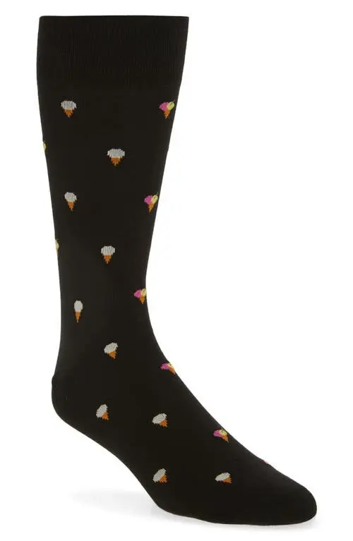 Paul Smith Kerry Ice Cream Cotton Blend Dress Socks - Black