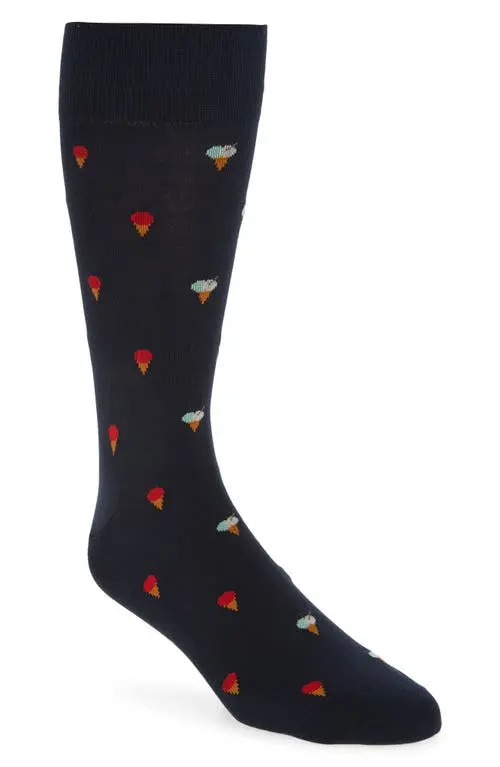 Paul Smith Kerry Ice Cream Cotton Blend Dress Socks - Navy