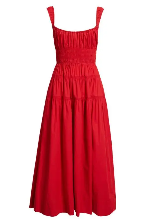 DEn Organic Cotton Poplin Tiered Sundress - Deep Tomato | Editorialist