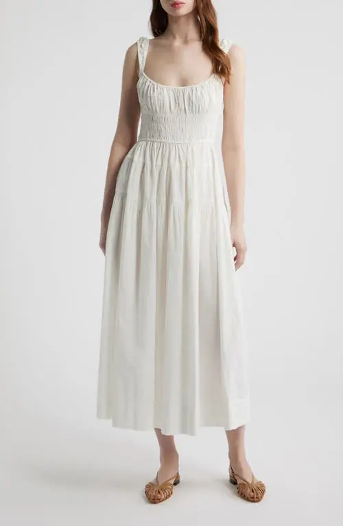 DÔEN Organic Cotton Poplin Tiered Sundress - Salt