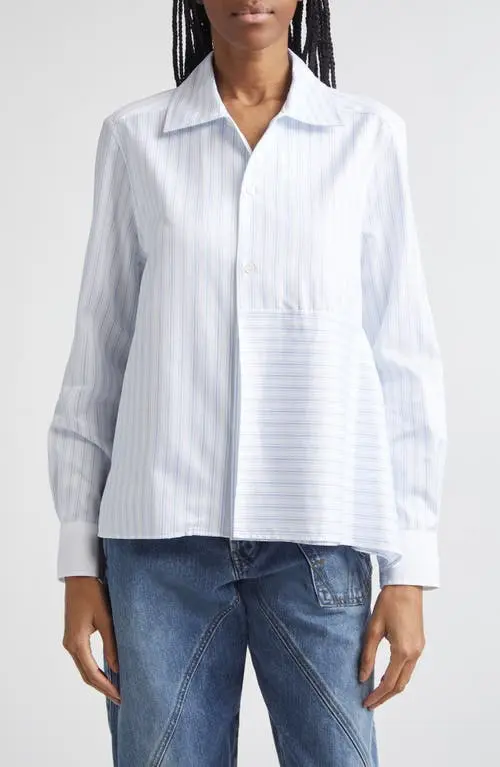 JW Anderson Asymmetric Draped Stripe Poplin Shirt - White/blue