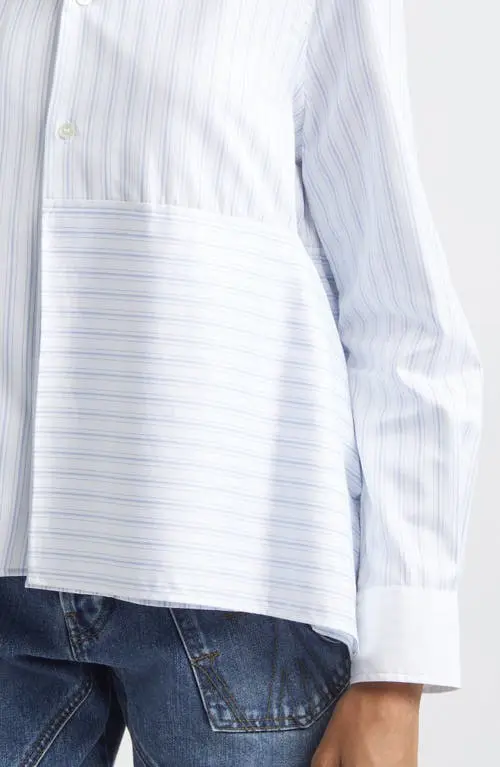 JW Anderson Asymmetric Draped Stripe Poplin Shirt - White/blue