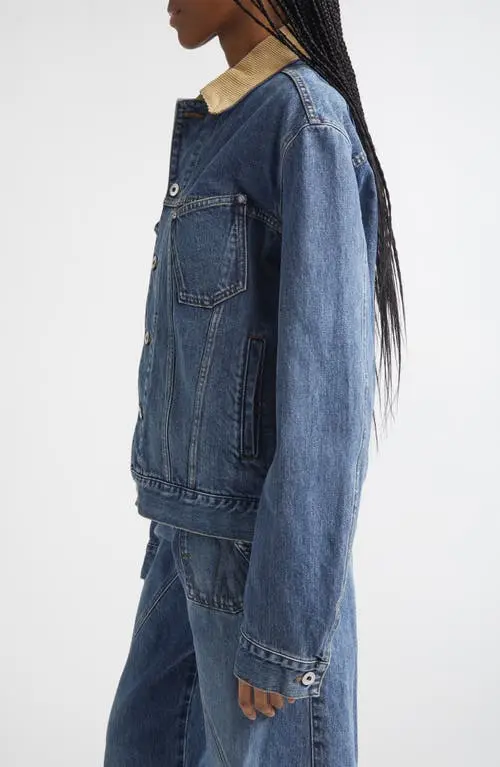 JW Anderson Corduroy Collar Denim Trucker Jacket - Mid Blue