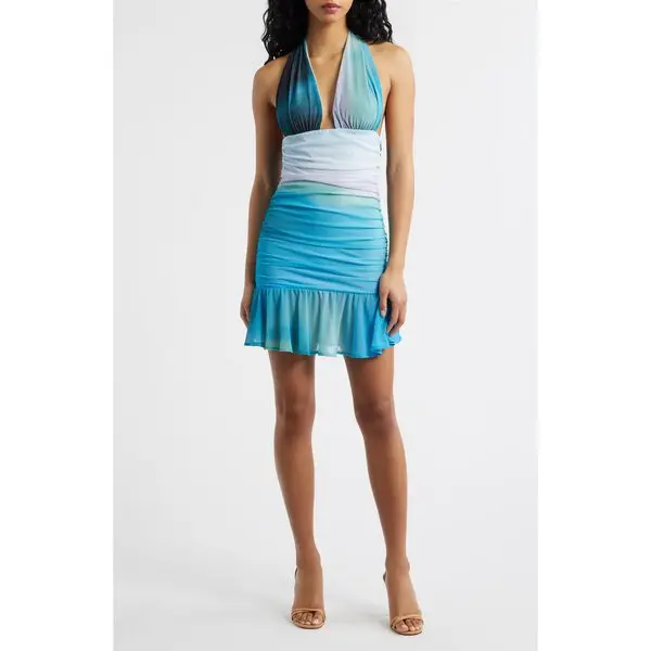 FENERS Solita Sleeveless Halter Mini Dress - Bleu