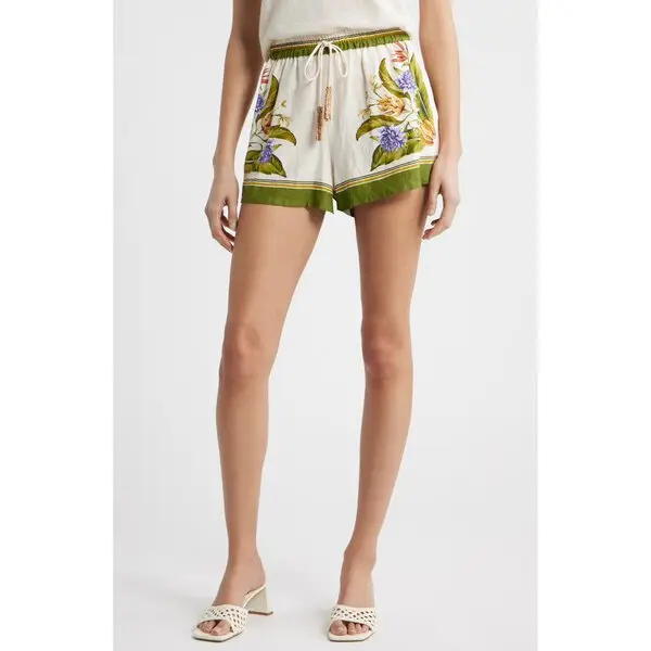 Farm Rio Tropical Linen Blend Shorts - Sand