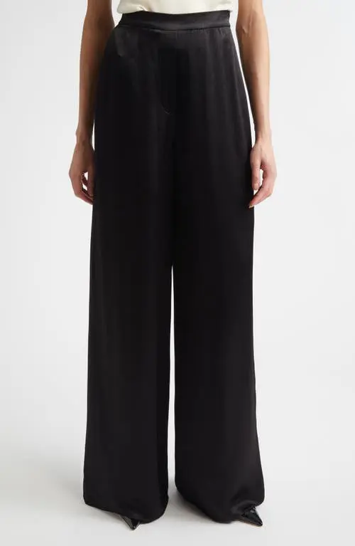 St. John Maddie Hammered Satin Wide Leg Pants