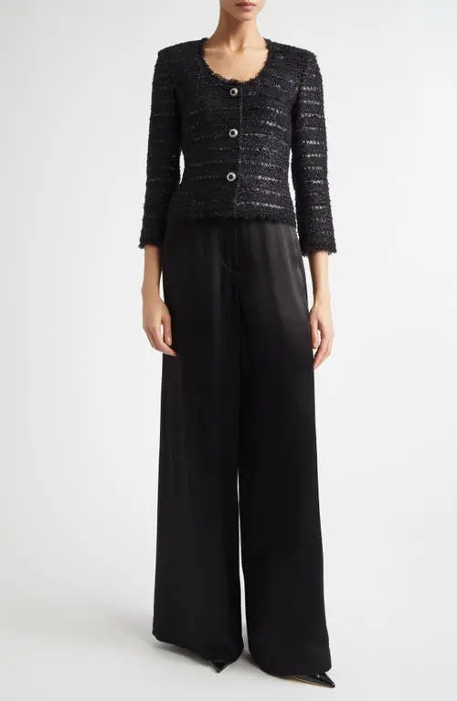 St. John Maddie Hammered Satin Wide Leg Pants