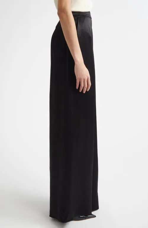 St. John Maddie Hammered Satin Wide Leg Pants