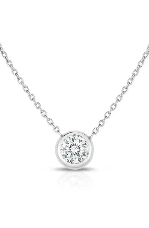 Roberto Coin 18k Gold Solitaire Diamond Pendant Necklace - White