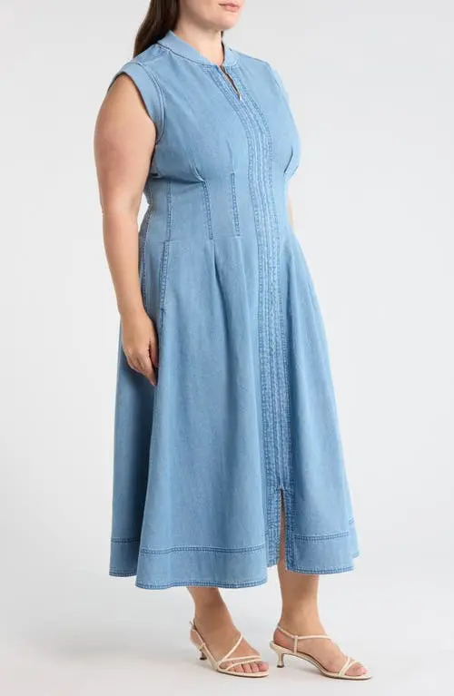 Wit & Wisdom Pintuck Denim Midi Dress