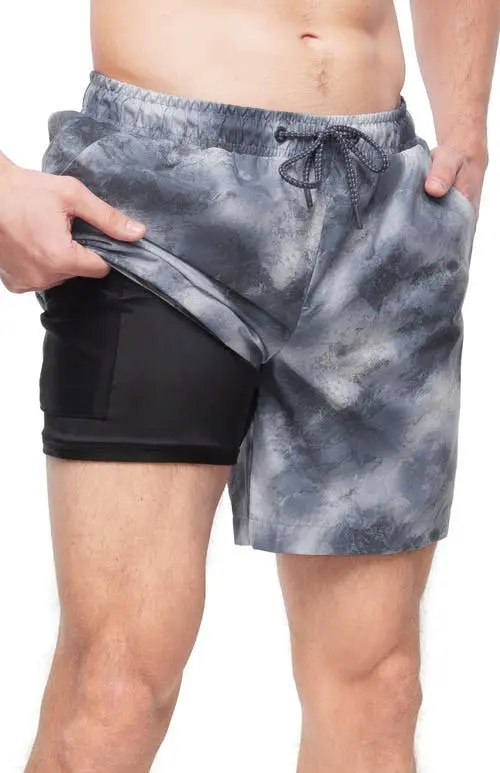 ROKKA&ROLLA 7" Compression Liner Swim Trunks Upf 50 - Grey Wash